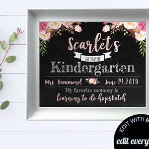 Last Day of School Sign Back to School Chalkboard Any Grade Editable ...