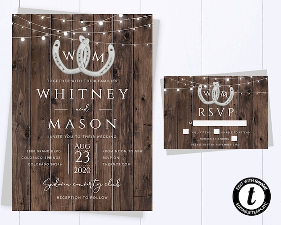 Country Wedding Invitation Printable Wedding Invitations | Etsy