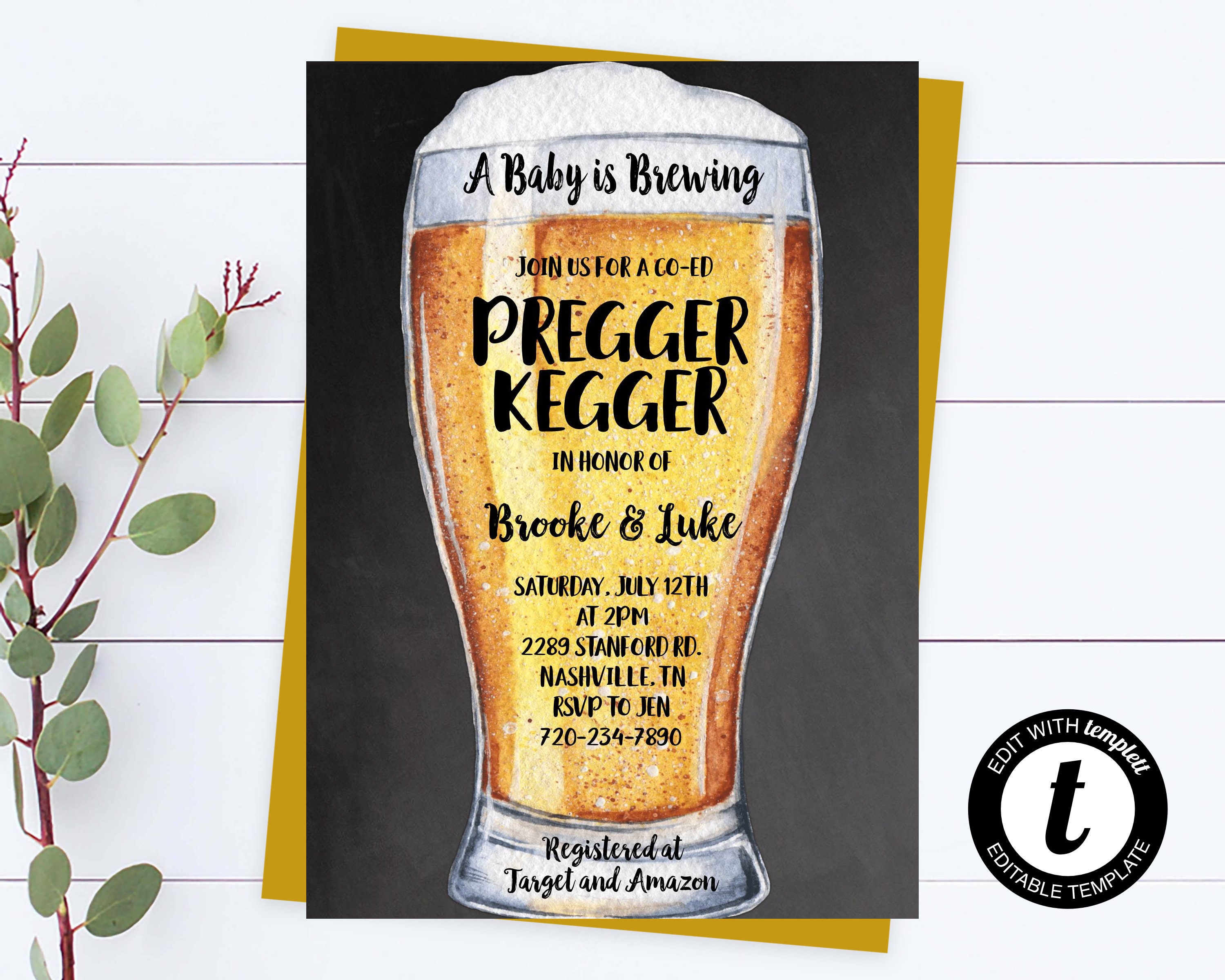 A Baby is Brewing Baby Shower Invitation Pregger Kegger Baby | Etsy