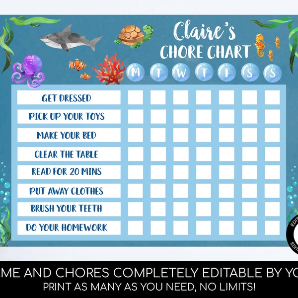 Ocean Reward Chart - Etsy
