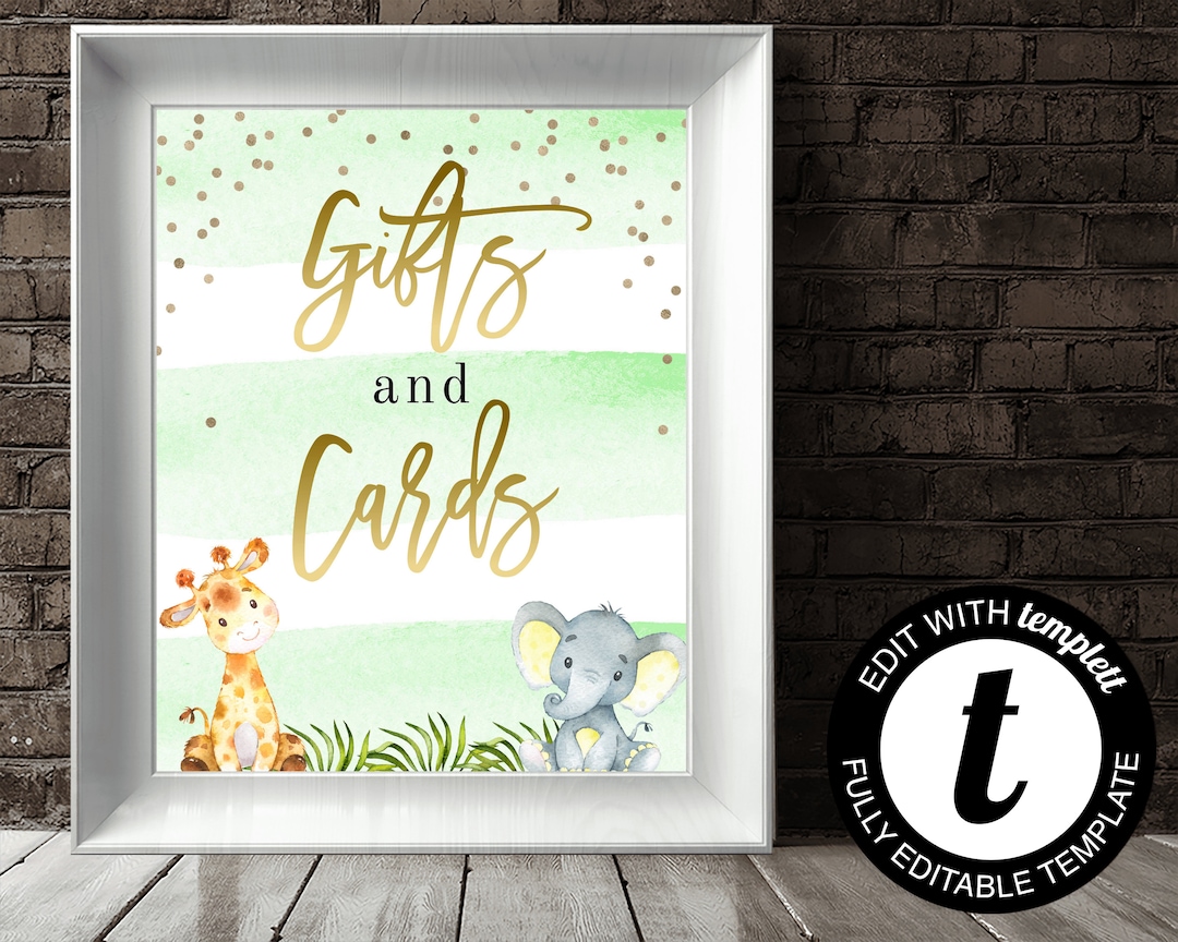 Safari Geschenke und Karten Zeichen Geschenke und Karten Baby Shower ...