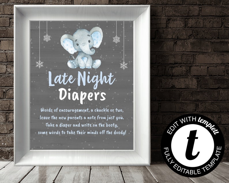 Elephant Diaper Thoughts Sign Elephant Late Night Diapers Sign | Etsy