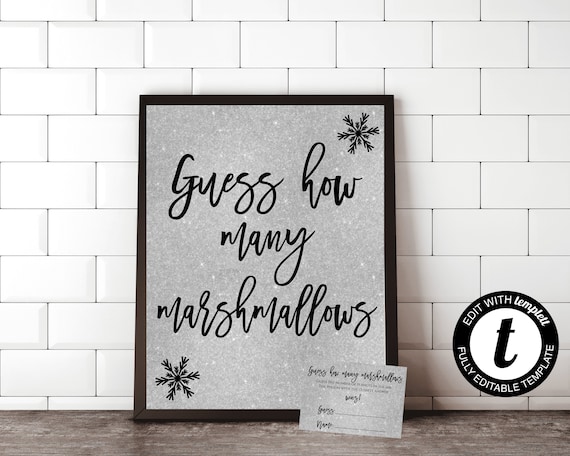 Marshmallow Guessing Game Guess How Many Winter Baby Shower | Etsy
