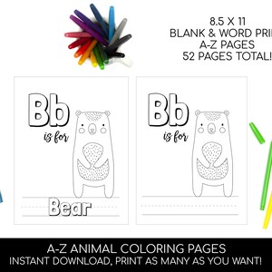 Printable ABC Animal Coloring Book Animal Alphabet Coloring Pages ABC ...