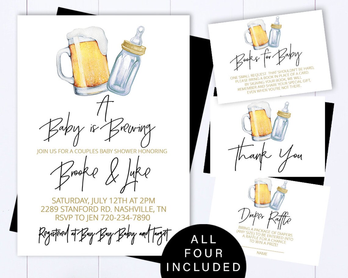 A Baby is Brewing Baby Shower Invitation Template Beer Baby Shower ...