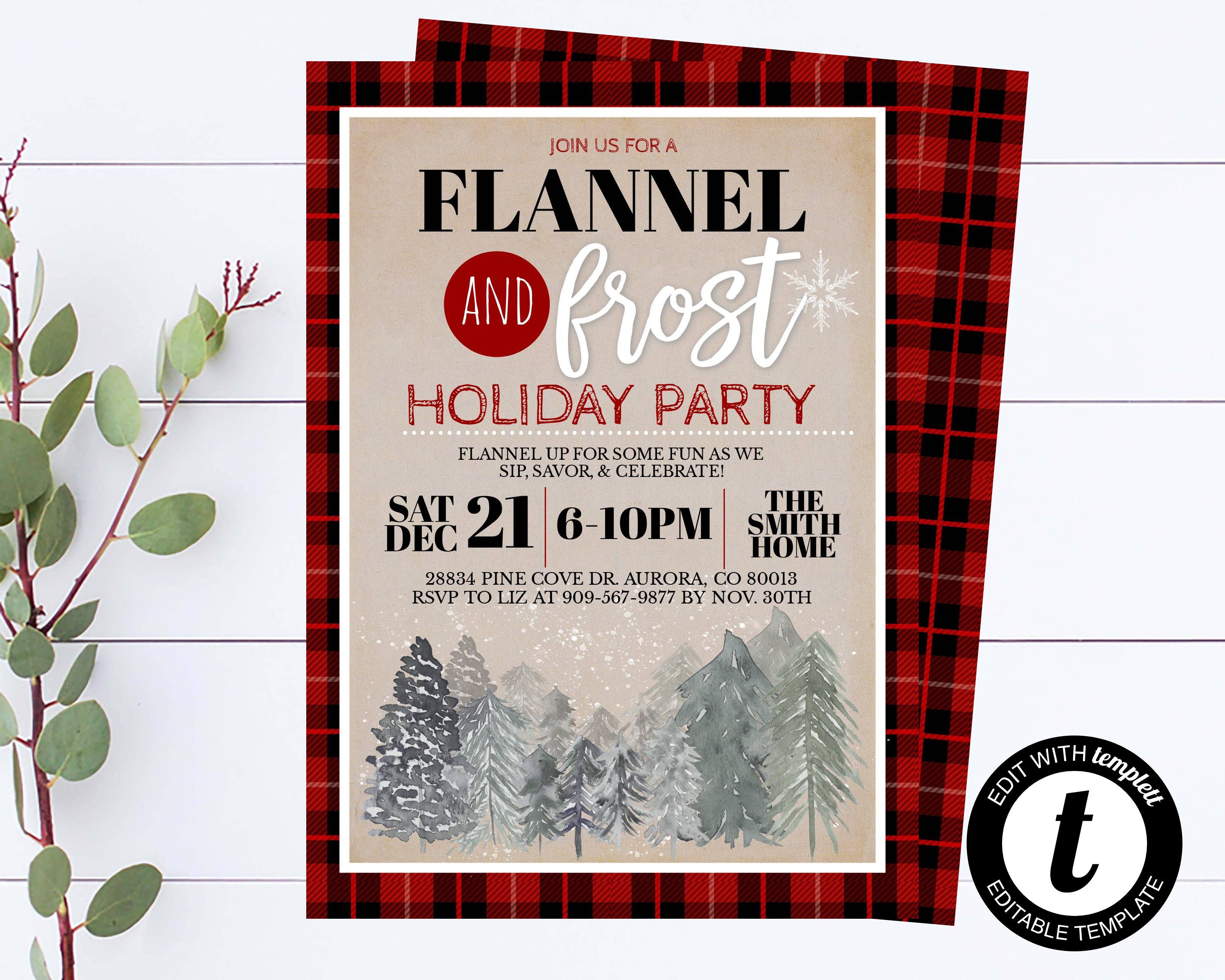 Flannel and Frost Party Invitation Buffalo Plaid Christmas Party ...