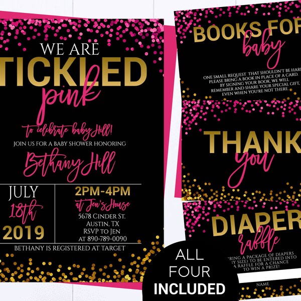 Tickled Pink Baby Shower Invitations - Etsy
