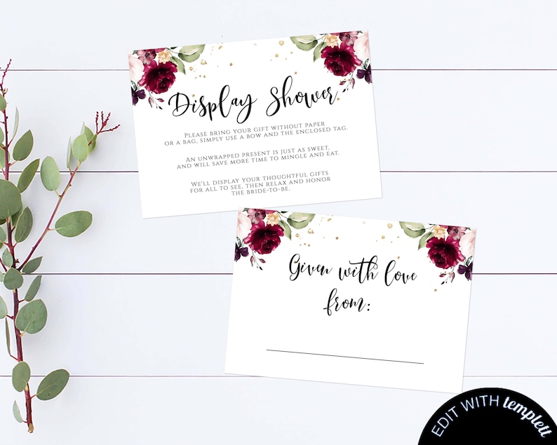 Bridal Shower Display Shower Invitation Insert and Gift Tag - Etsy