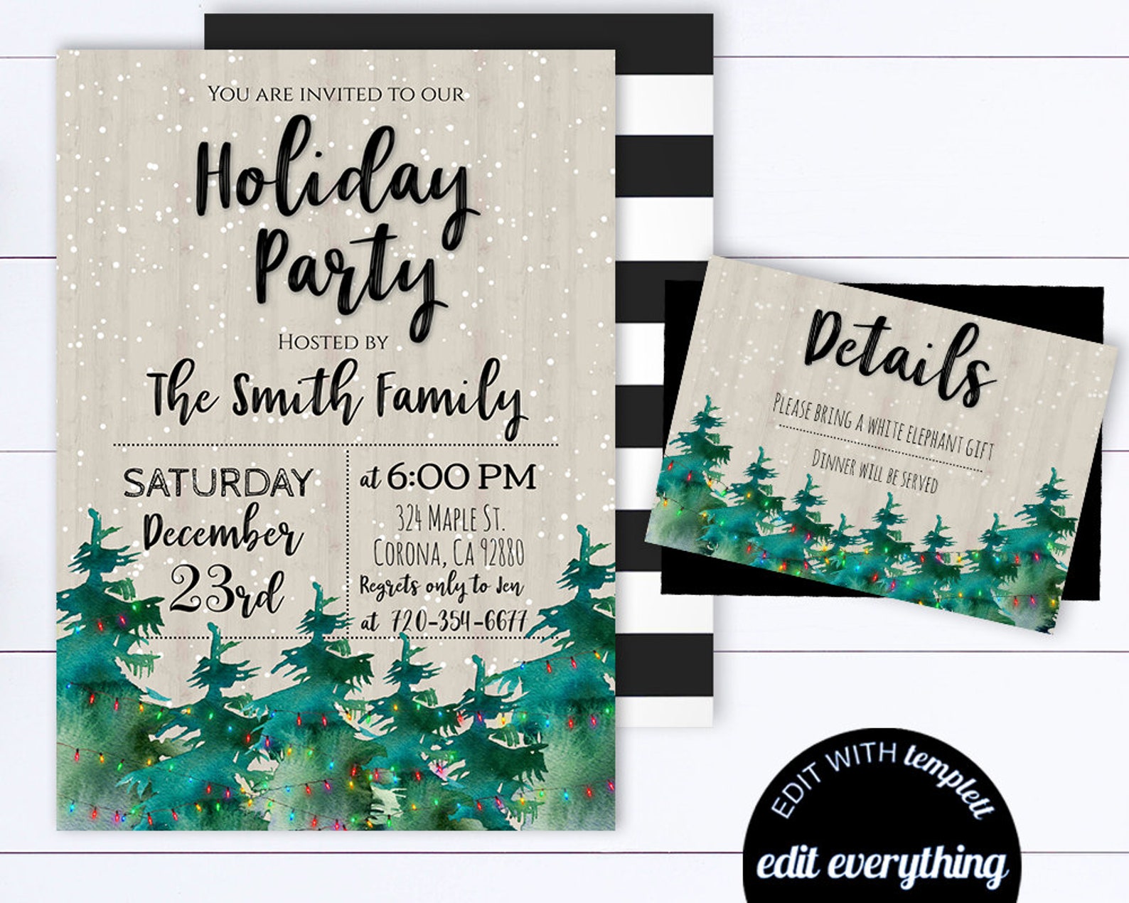 Christmas Party Invitation Template Holiday Party Editable - Etsy