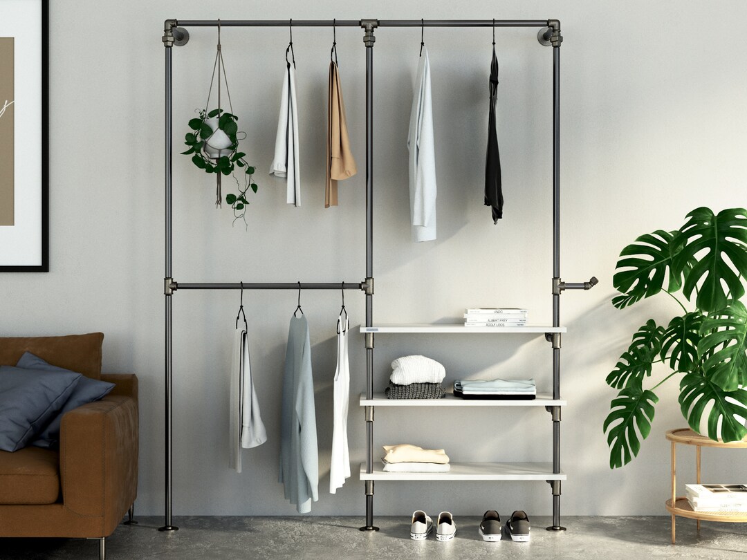 DOUBLE Shelf Type 1 - Clothes Rail System With 2 Rows and 3 Shelves - Etsy