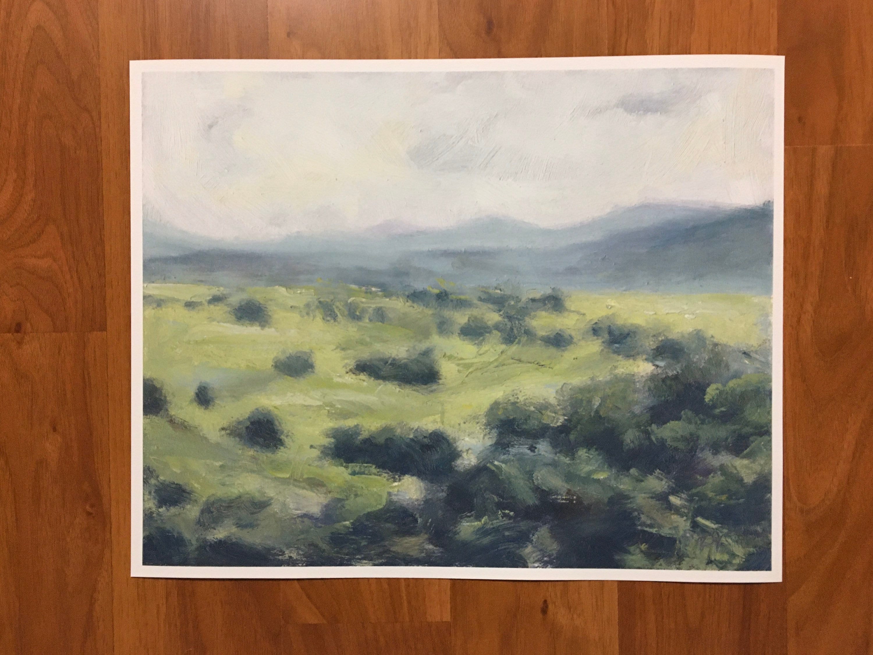 Print of an Landscape Oil Painting Virginia Sunset Clouds Blue | Etsy