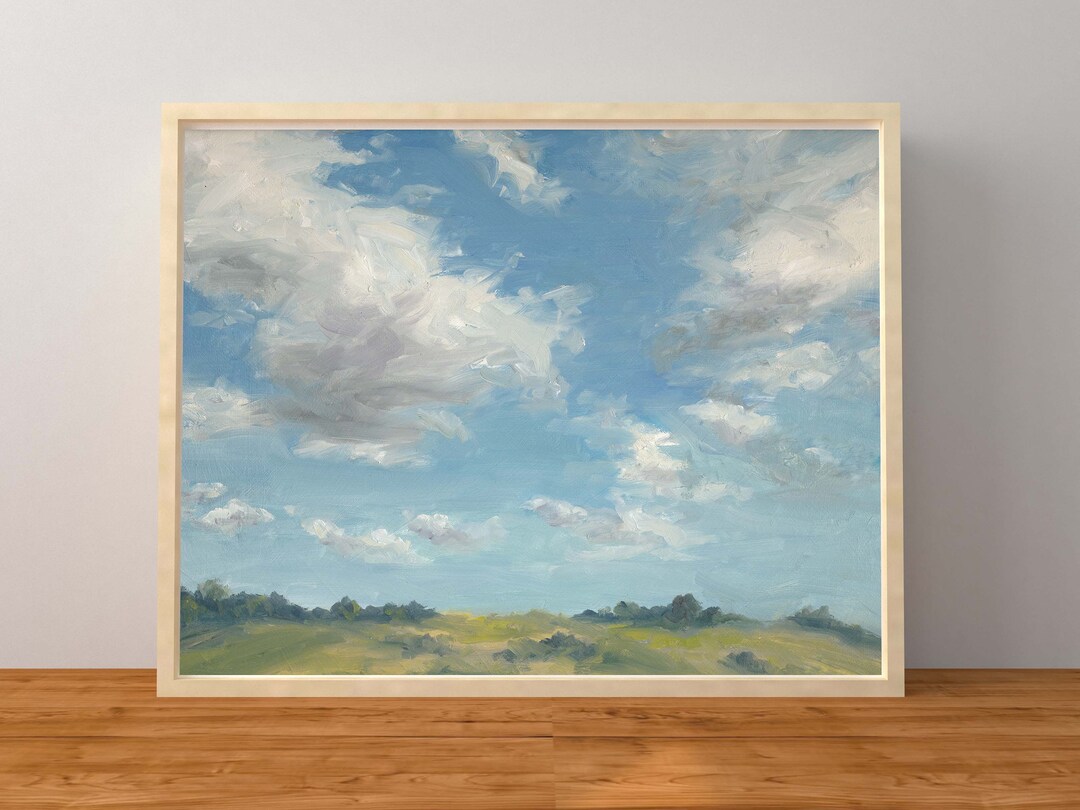 Print of an Oil Painting Virginia Landscape Open Blue Skies Clouds ...