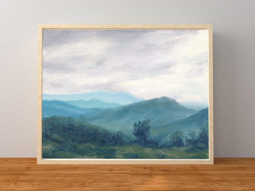 Print of an Oil Painting Virginia Landscape Clouds Blue Mountains Green ...