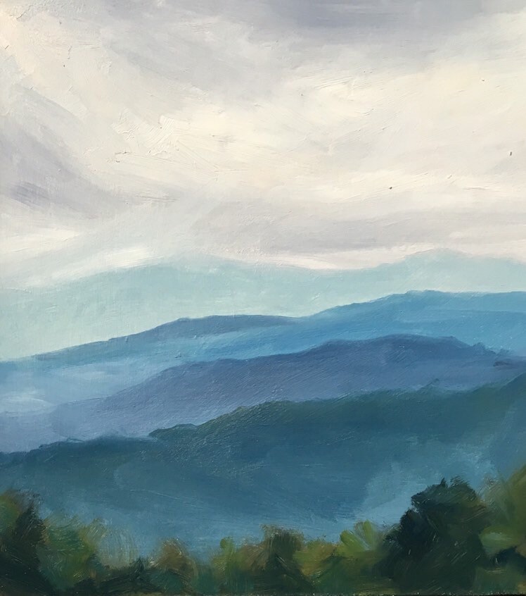 Print of an Oil Painting Virginia Landscape Green Field Blue - Etsy