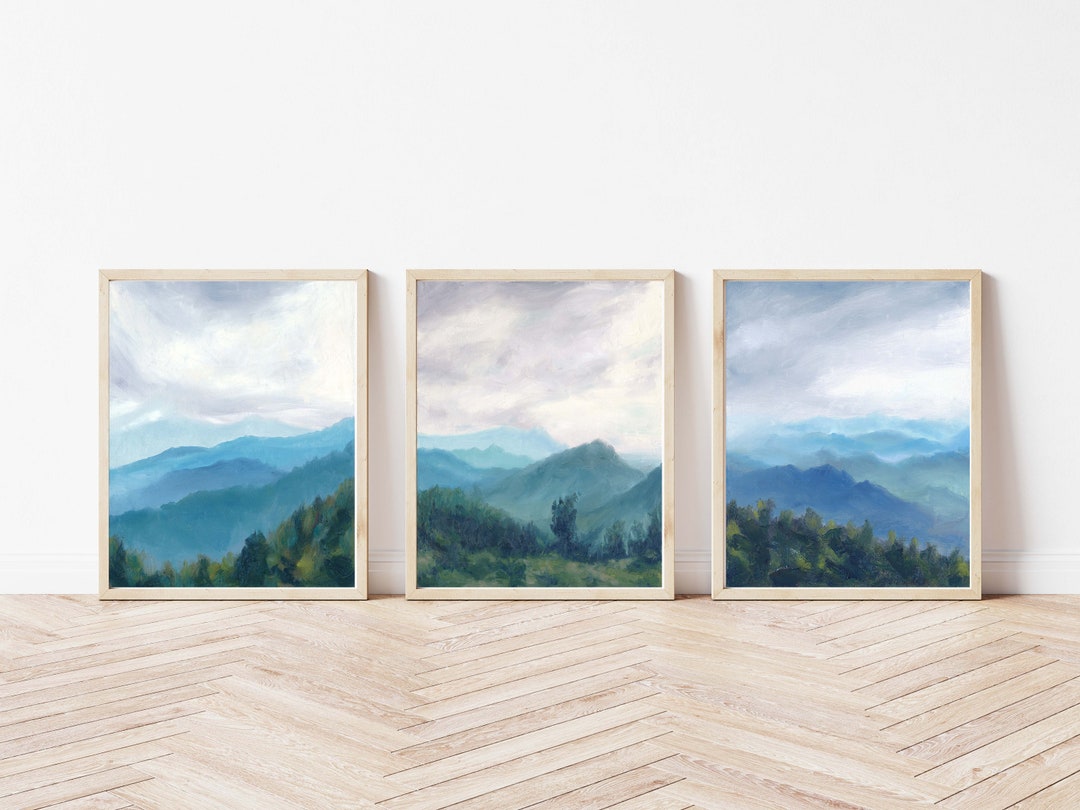 Set of 3 Prints of Oil Paintings Virginia Landscape Sky Cloud Trees ...