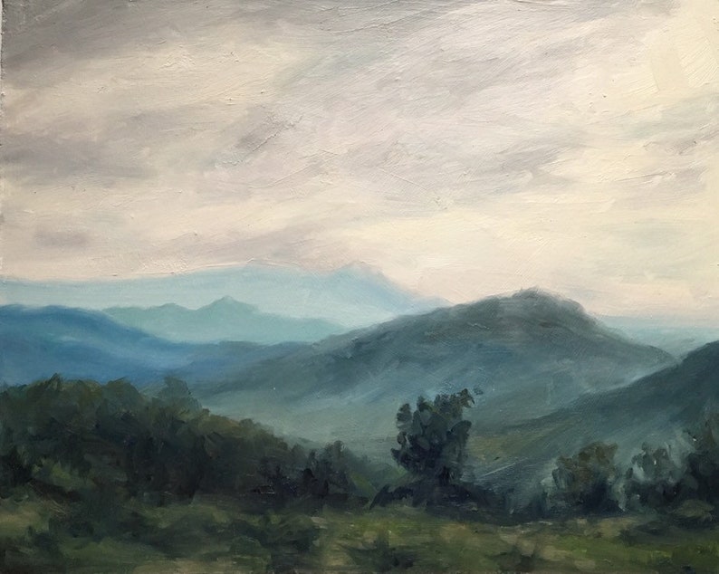 Print of an Oil Painting Virginia Landscape Clouds Blue | Etsy