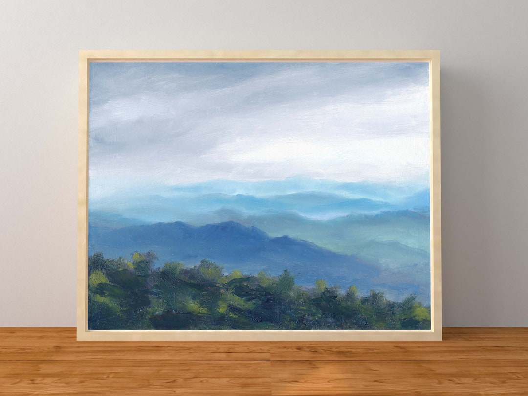 Print of an Oil Painting Virginia Landscape Sunset Clouds Blue ...
