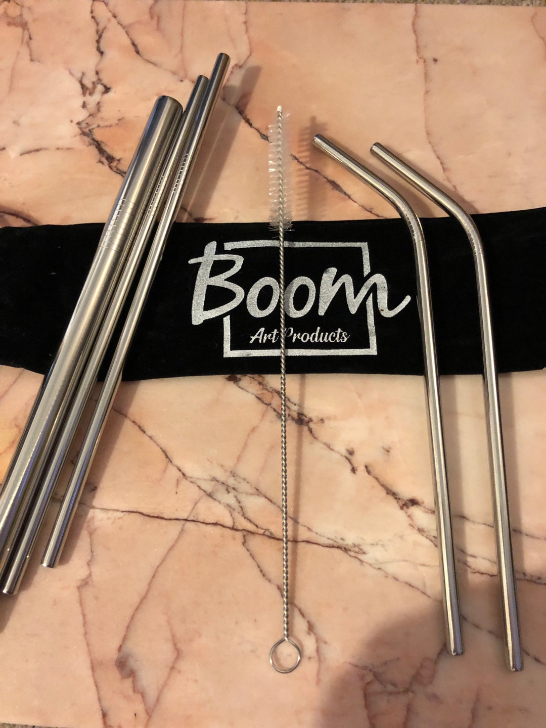 BOOM Stainless Steel Straws and Brush - Etsy