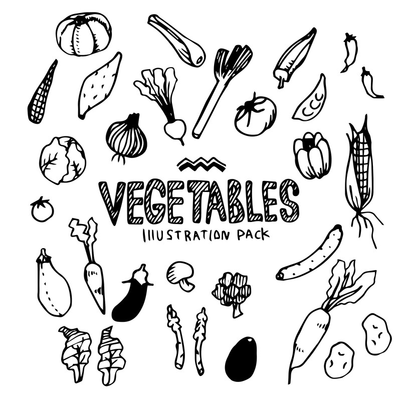 Vegetable Illustration Pack (elements, Handdrawing)/doodle Clip Art ...
