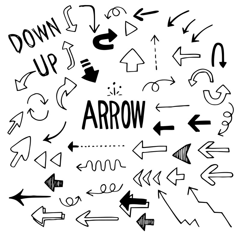 Arrow Illustration Pack (elements, Handdrawing)/doodle Clip Art/hand ...