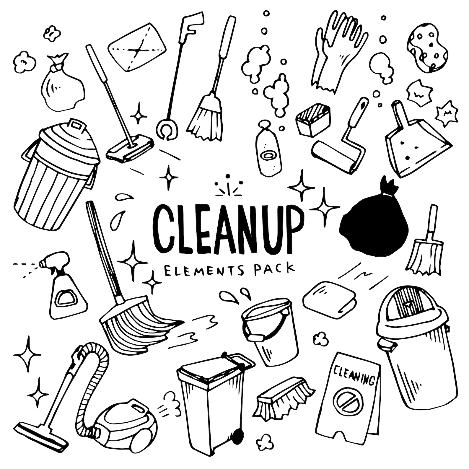 Cleanup Illustration Pack (elements)/doodle Clip Art/hand Drawn/vector ...