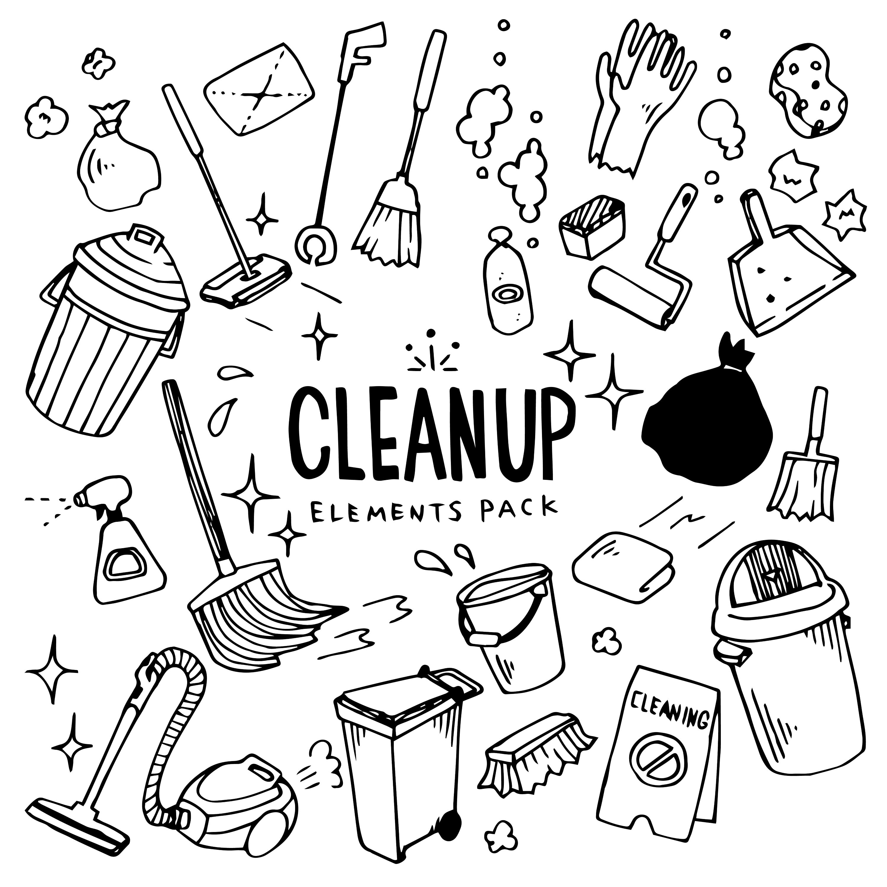 Cleanup Illustration Pack (elements)/doodle Clip Art/hand Drawn/vector ...