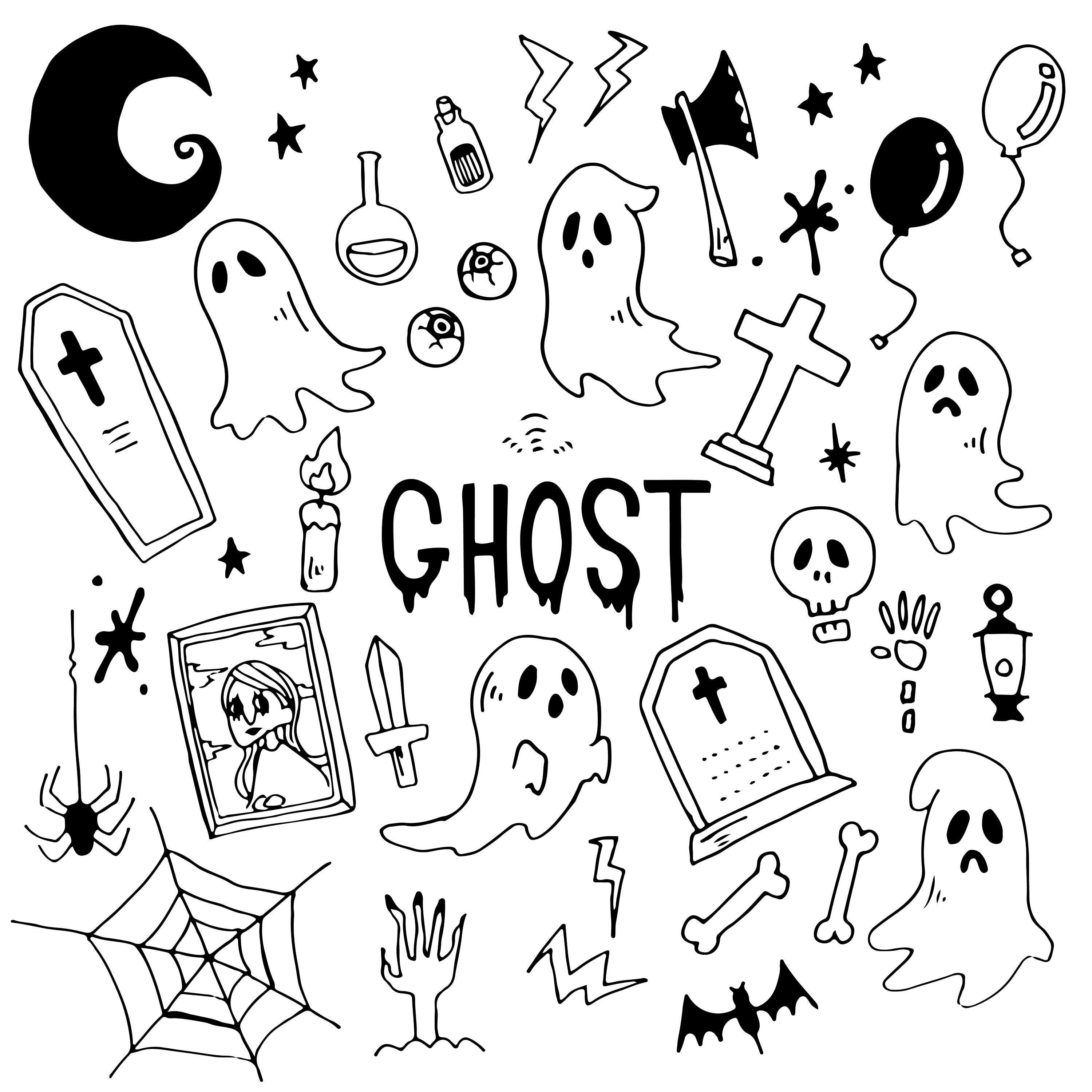 Ghost Illustration Pack elements/halloween/doodle Clip - Etsy Israel