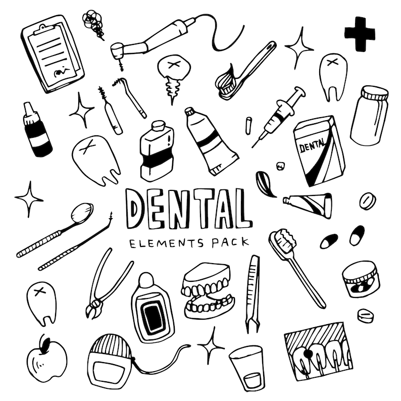 Dental Illustration Pack (elements)/tooth,dentist,health/doodle Clip ...