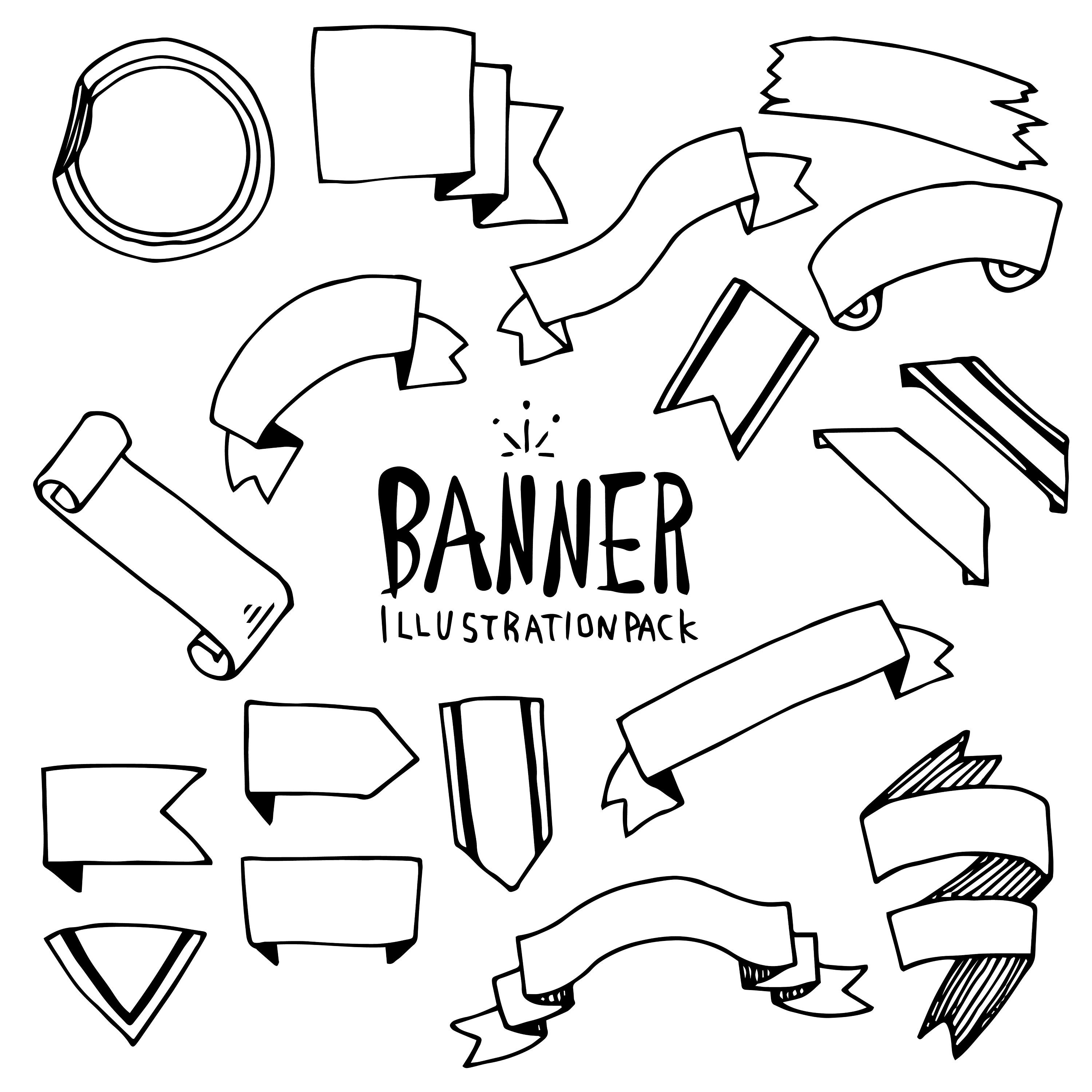 Banner Illustration Pack (elements)/ribbon,design/doodle Clip Art/hand ...