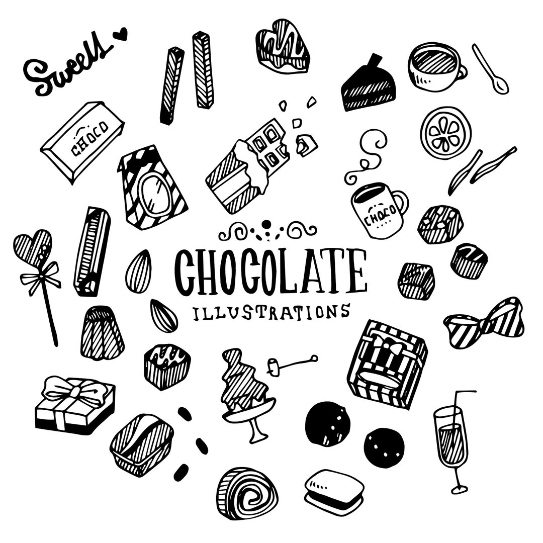 Chocolate Illustration Pack elements, Handdrawing/present, Valentine ...