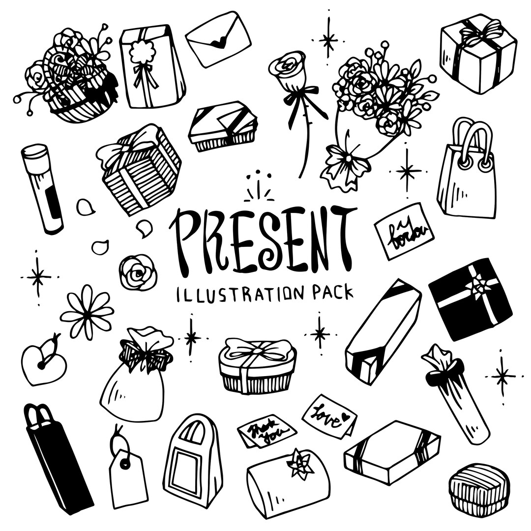 Present Illustration Pack (elements, Handdrawing)/doodle Clip Art/hand ...