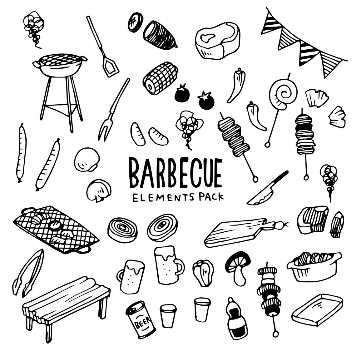Barbecue Illustration Pack (elements)/holiday,food,outdoor/doodle Clip ...