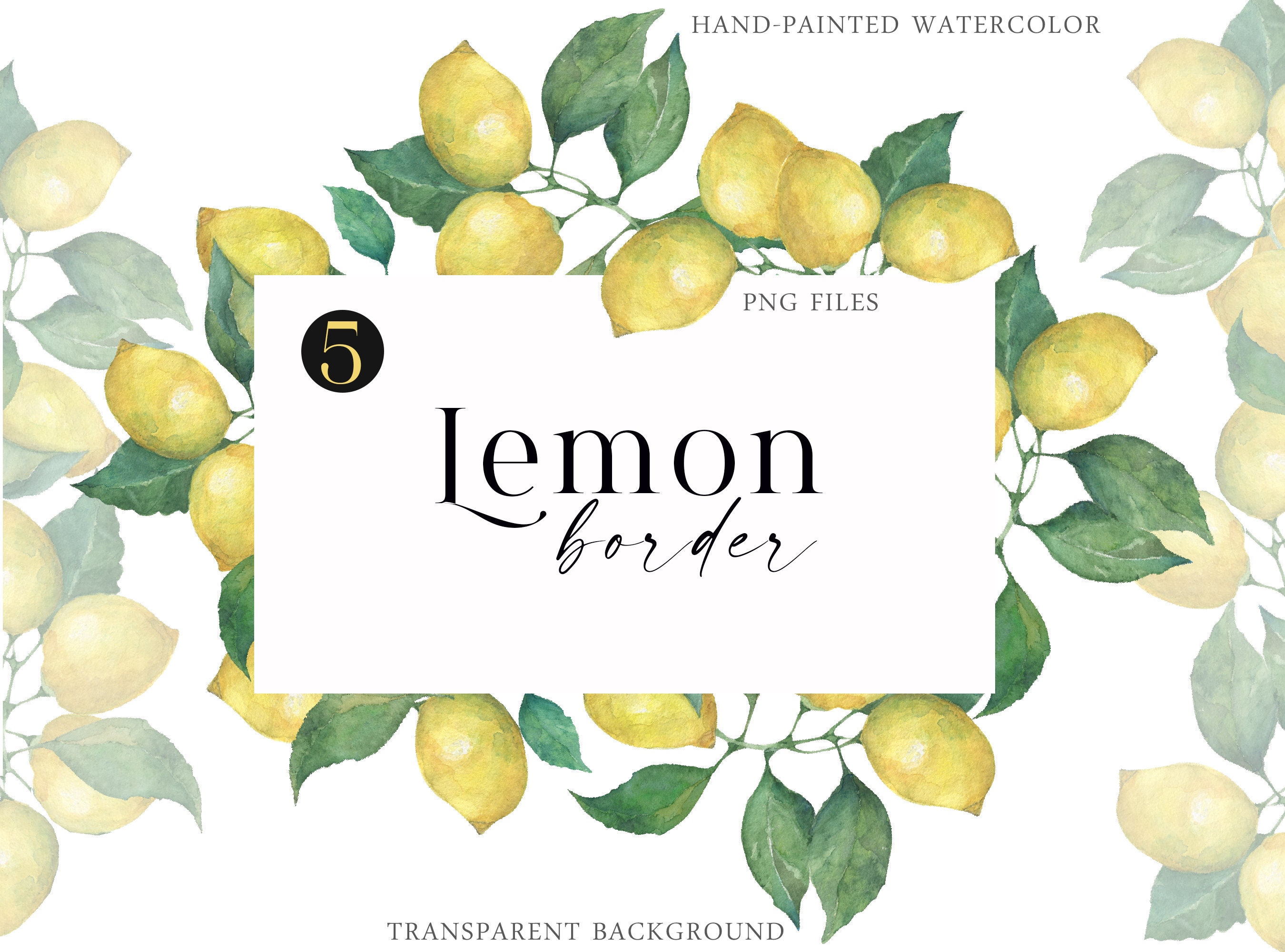Watercolor Lemon Clipart Yellow Summer Fruit Wreath tropical | Etsy