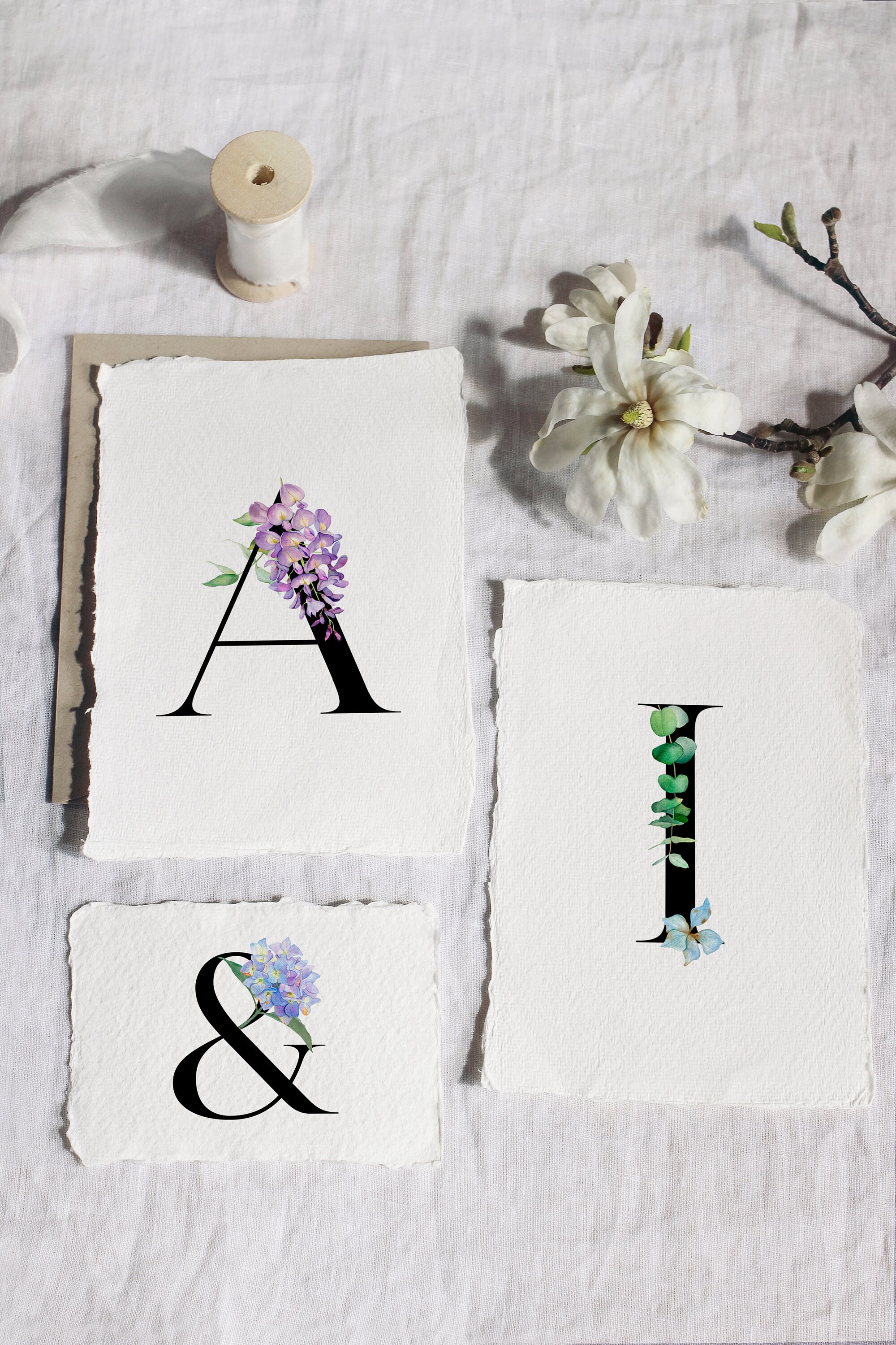 Watercolor Purple Flowers Letters Png Alphabet Poster Wedding - Etsy