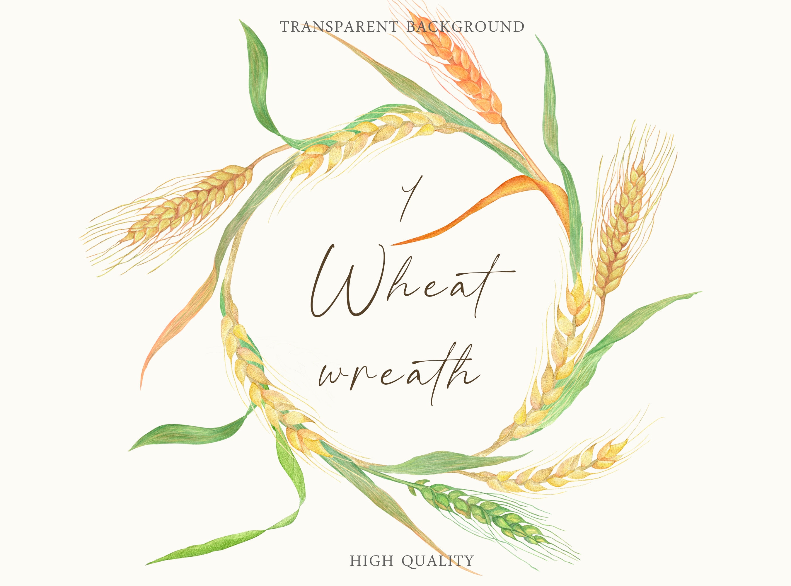 Watercolor Wheat Wreath Bakery Farm Logo Grains Set DIY Crafts ...