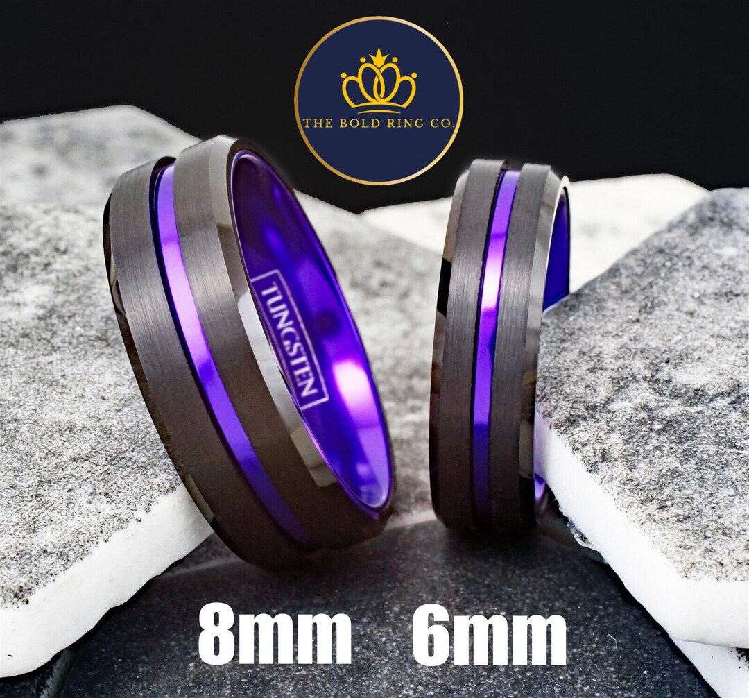 Thin Purple Line Ring, Security Guard Ring, Purple Ring, Amethyst Color ...