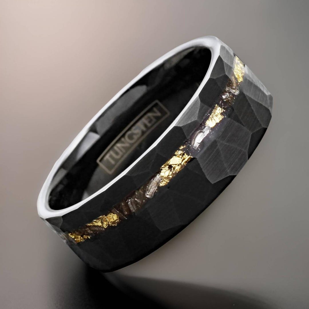 The Cosmic. A Space Themed Tungsten Ring With Meteorite and 24K Gold ...