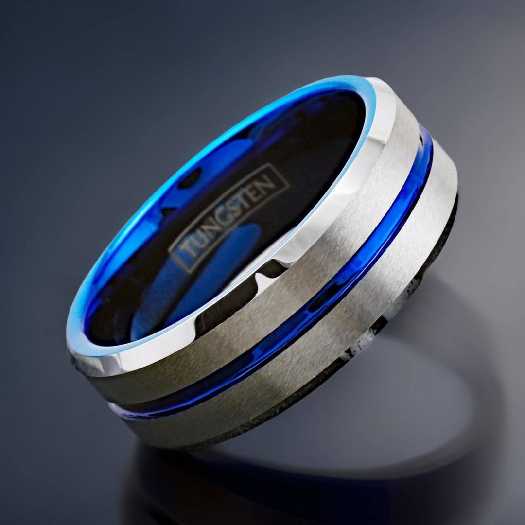 The Thin Blue Line Ring. Silver Tungsten With Thin Blue Line. Scratch ...
