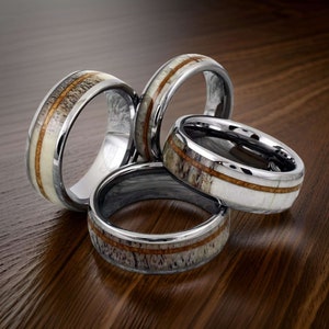 Moose Antler Rings, With Whiskey Wood, Deer Antler Engagement Ring ...