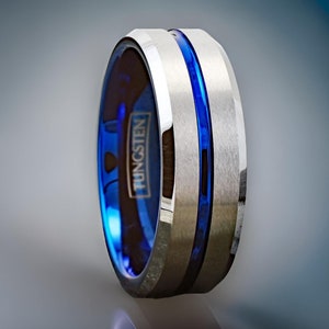The Thin Blue Line Ring. Silver Tungsten With Thin Blue Line. Scratch ...
