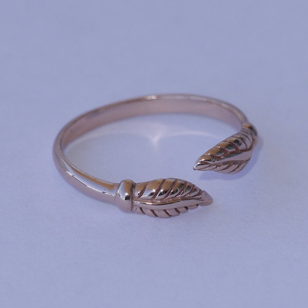 TJS 925 Sterling Silver Toe Ring Leaf Feather Leaves Adjustable Rose ...