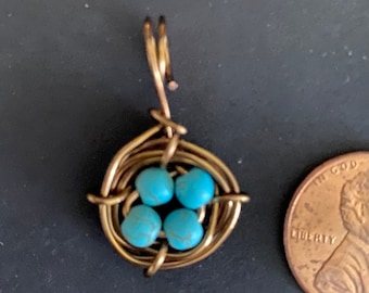 Bird Nest Necklace with blue robin eggs | Etsy