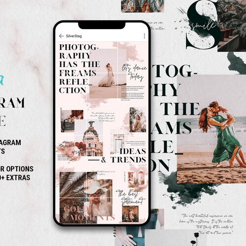 Rainbow Instagram Puzzle Grid Template Instagram Canva - Etsy