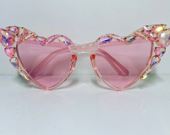 Pink Translucent Heart Sunglasses - Etsy