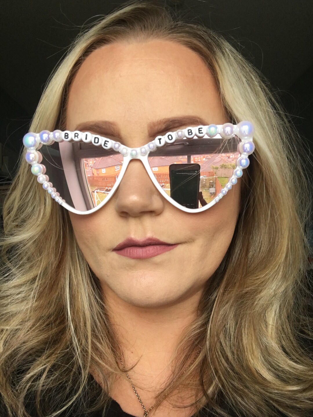 White Cat Eye Flash Mirrored Lenses Bride Sunglasses With - Etsy