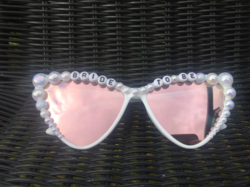 White Cat Eye Flash Mirrored Lenses Bride Sunglasses With | Etsy