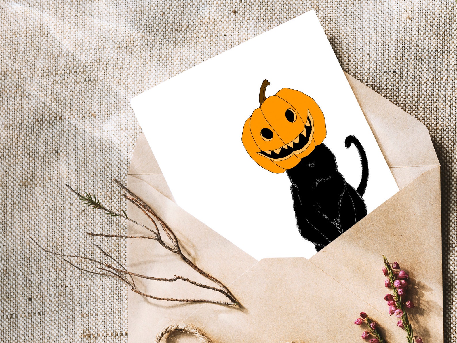 Pumpkin Black Cat _ Halloween Print _ All Hallow's Eve Poster _ Cute ...