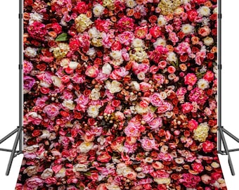Red flower backdrop | Etsy