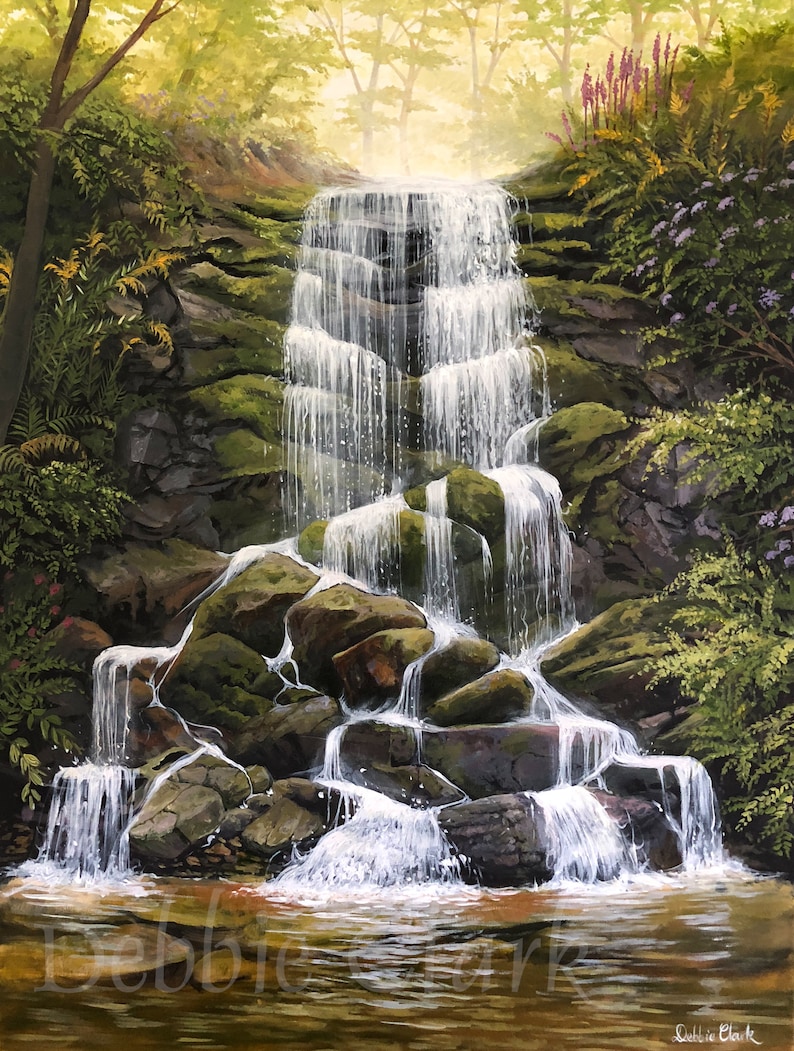 Waterfall of Living Water Art Print Christian Art 11 - Etsy