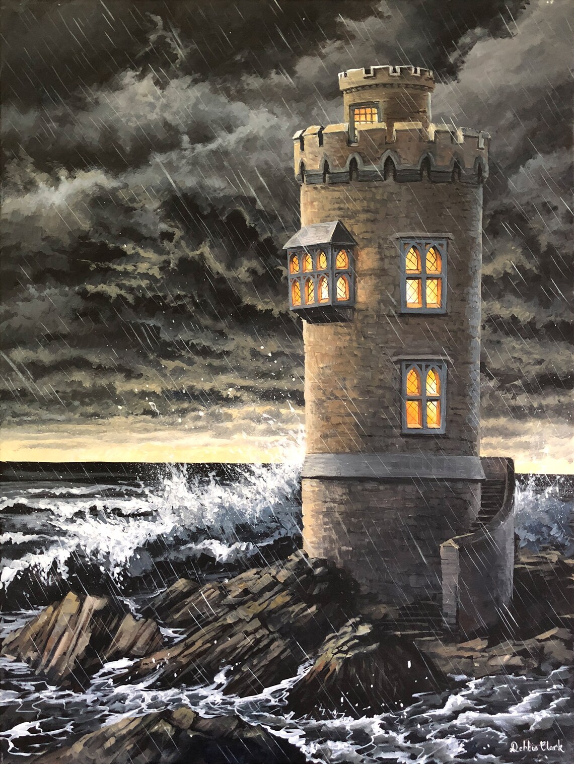 Original Art the Strong Tower Christian Art by Debbie - Etsy